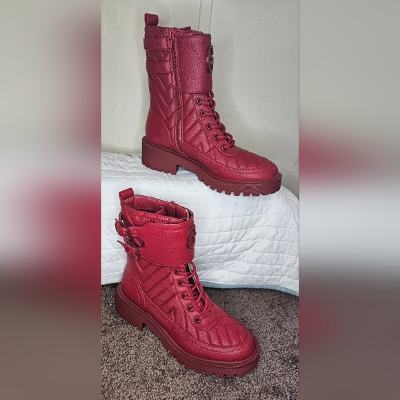 G by Guess | Shoes | Guess Womens Red Combat Boots | Poshmark